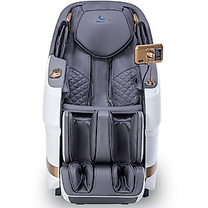 MassaMAX 4D Massage Chair, Full Body Recliner with Zero Gravity, Electric Extendable Footrest, Deep Yoga Stretch, AI Voice Control, Automatic Body Scan, Foot Rollers, and Heat (MT339-Space White)