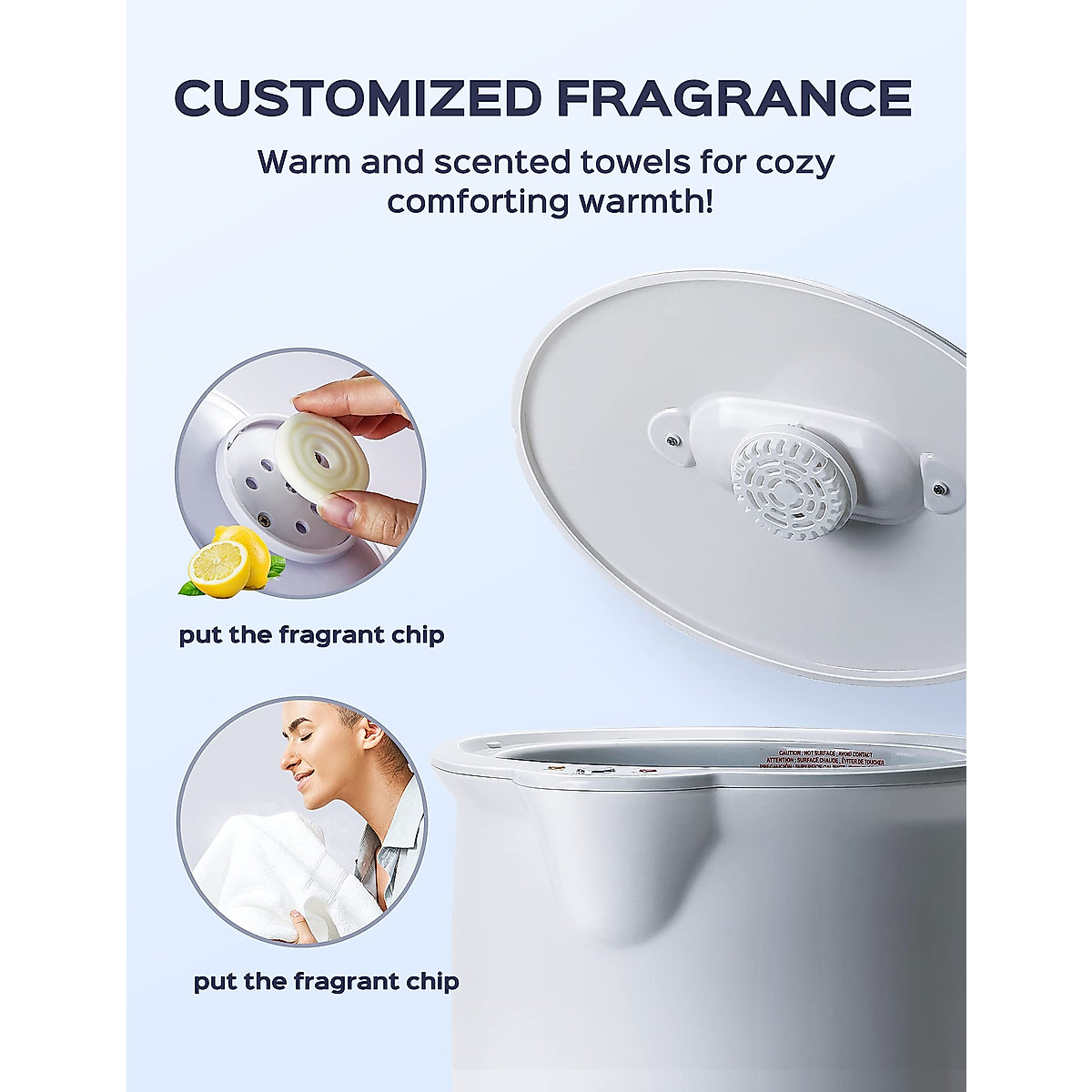 Deeroll Towel Warmer, Luxury Towel Warmer Bucket with Aromatherapy, Extra-large Towel Warmer for Relaxation & Home Spa, Auto Shut Off, Fits Up to Two 40"X70" Oversized Towels, Bathrobes, Blankets