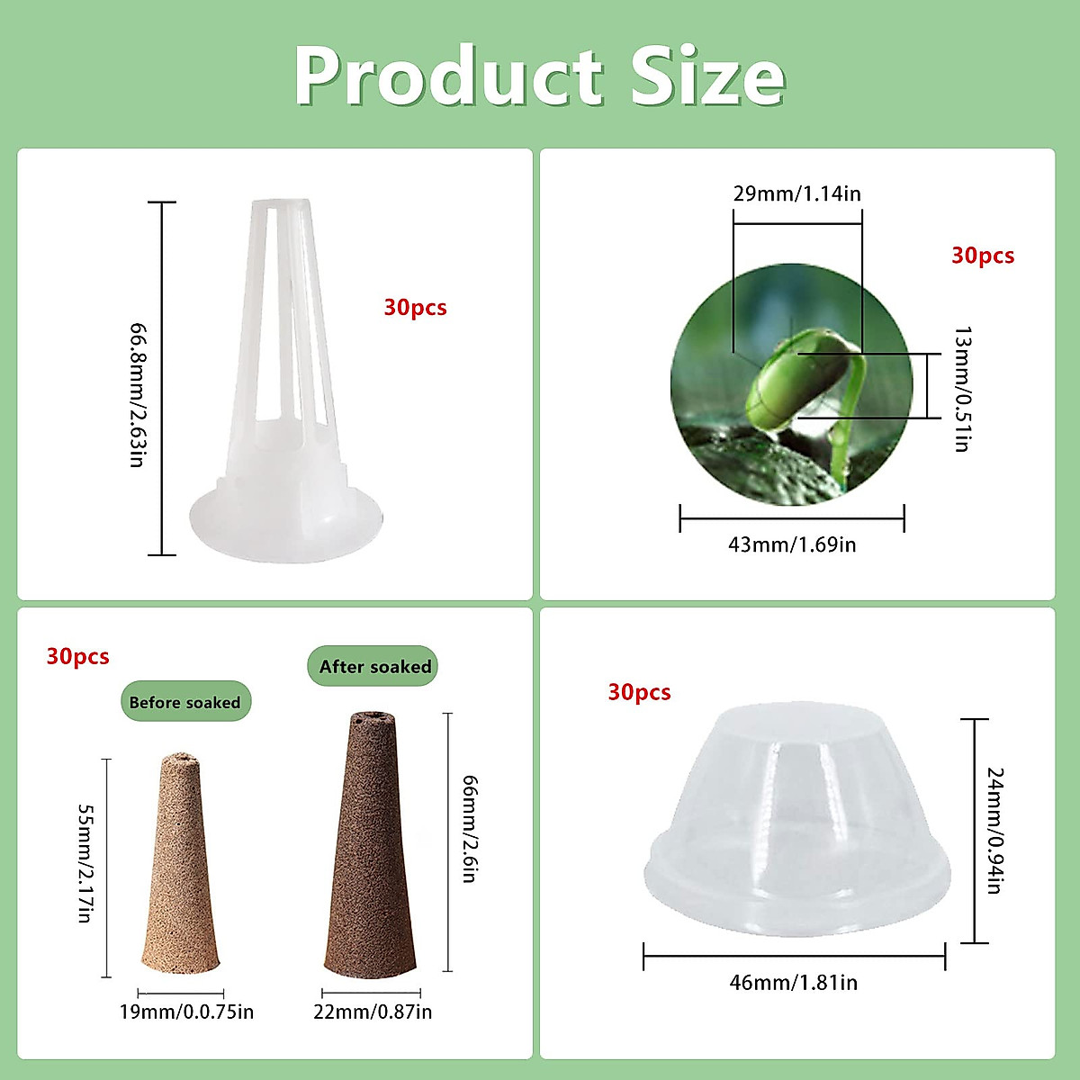 YWNYT 120Pcs Seed Pod Kit for Aerogarden, Hydroponics Garden Accessory Hydroponics Supplies with 30 Grow Basket, 30 Grow Sponges, 30 Pod Labels 30 Grow Domes, Grow Seed Starter Pods