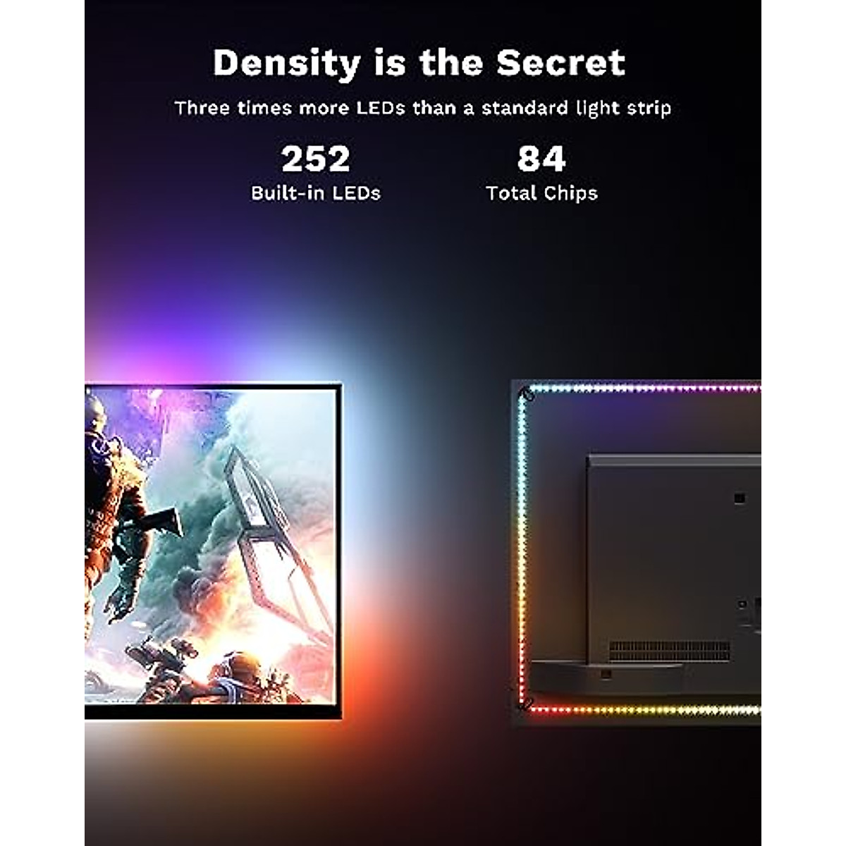 Lytmi Fantasy 3 TV Backlight Kit HDMI 2.1 with Sync Box Wi-Fi Backlight for 55~60 inch 8K 60Hz TV Color Sync Lights Compatible with Alexa & Google Assistant, App Control, Music Sync
