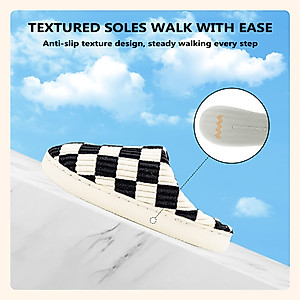 DLYiRen Checkered Slippers House Slippers for Women Men, Plush House Shoes Memory Foam Womens Outdoor Indoor Warm Plush Bedroom Shoes with Faux Fur Lining(42-43)