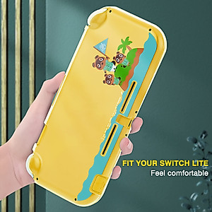 DLseego Protective Case for Nintendo Switch Lite, Hard PC Clear Anti-Shock Split Cover for Animal Crossing Design
