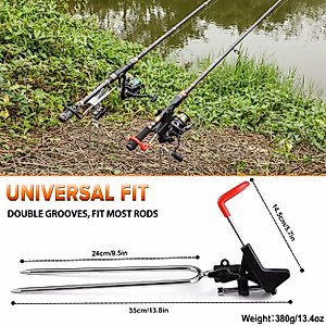 PLUSINNO Fishing Rod Holders for Bank Fishing - Upgraded Fishing Pole Holders for Ground, Beach, 360 Degree Adjustable Fishing Pole Stand Equipment, Gift for Men Father’s Day, Birthday Day