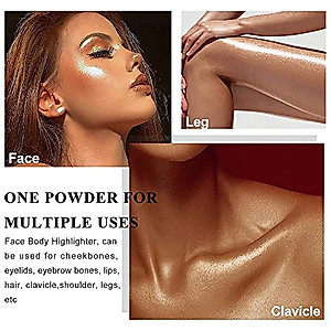 Polvo De Hadas Powder Highlighter Body Brightens the Natural Three-dimensional Face Powder Blusher (03# Golden browm)