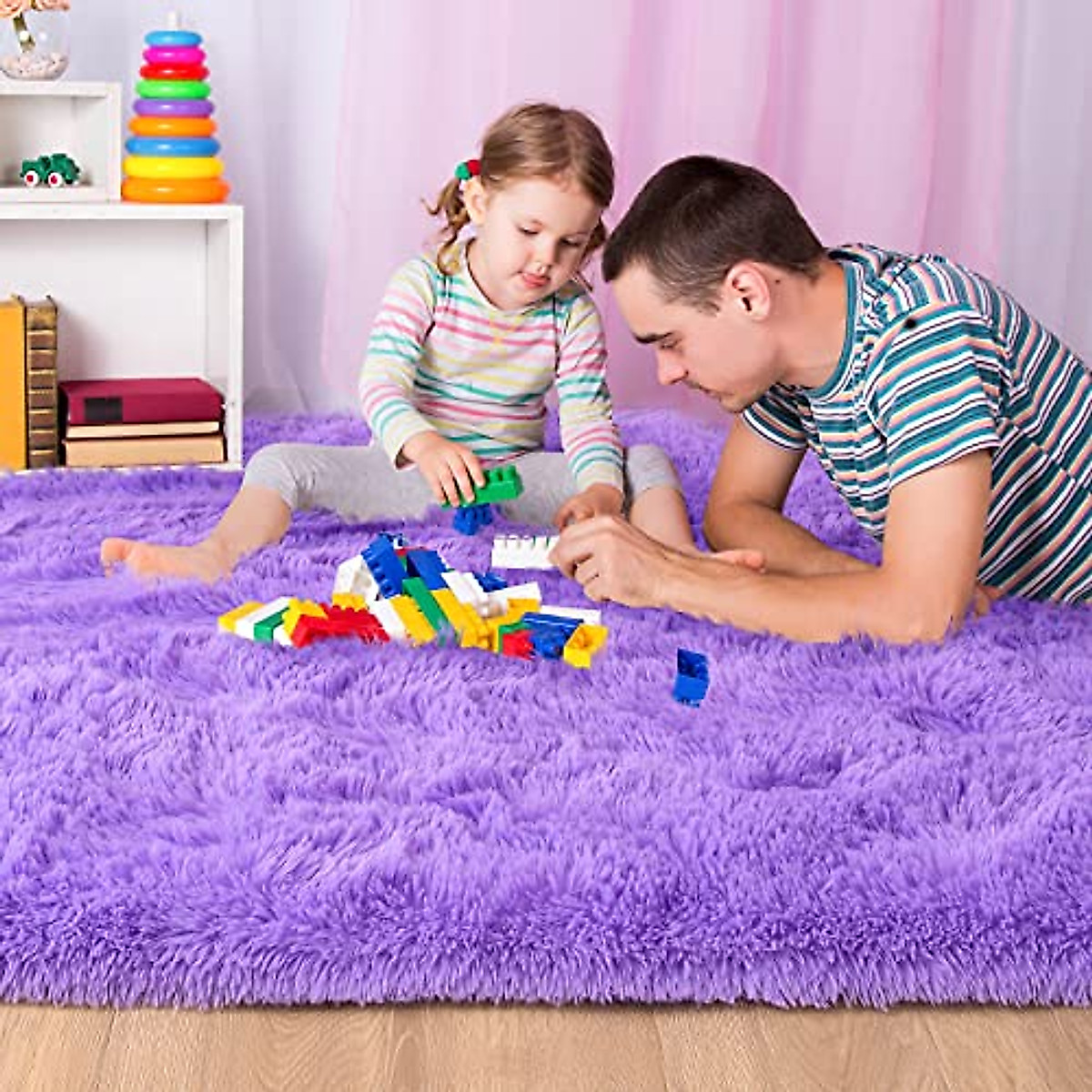 Noahas Fluffy Purple Rug for Living Room 8x10 Area Rugs,Thick Plush Shag Rug,Large Living Room Rugs,Big Fuzzy Carpet,Shaggy Rugs for Bedroom,Soft Comfy Kids Rugs Nursery Rug Living Room Decor