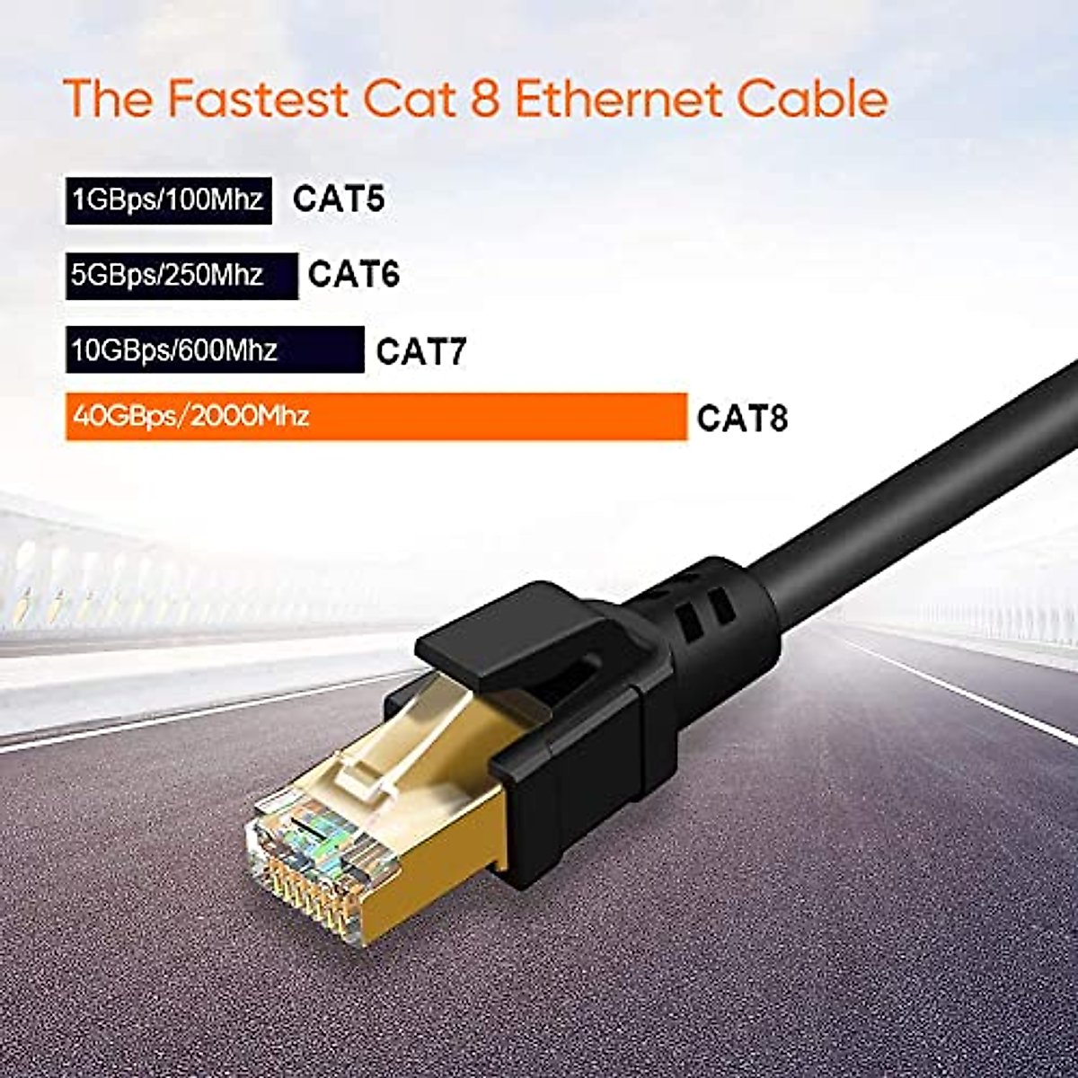 CableCreation Cat8 Ethernet Cable 1.6ft Short, 40Gbps Network Patch Shielded Heavy Duty Cable, 2000MHz SFTP Internet LAN RJ45 High Speed Gaming Cord for PS5 PS4, Xbox, Modem, Router, 0.5M