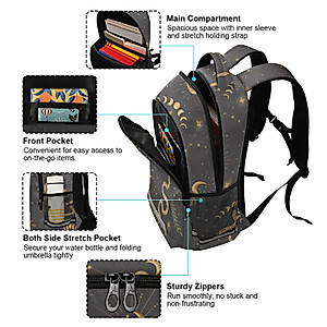 NFMILI Golden Snake Moon Kids Backpack Lightweight Middle School Elementary Bookbags for Boys Girls School Bag with Chest Strap 11.6 X 6.9 X 16.7 in