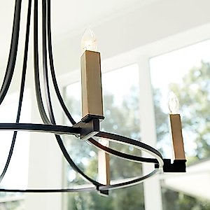 Quorum 696-6-69 Transitional Six Light Chandelier from Olympus Collection in Black Finish,