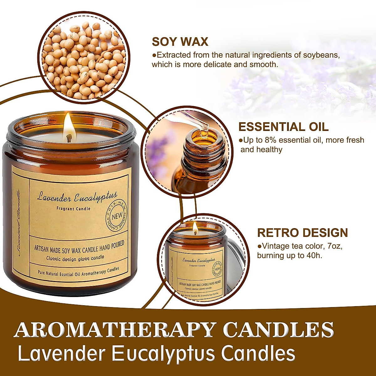 CIS Aromatherapy Candles, 7OZ Lavender Eucalyptus Candles, Scented Candles, Soy Wax Candle, Stress Relief and Relax for Gift Mother's Day Gift, Teal