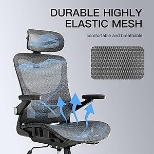 Ergonomic Office Chair, Mesh Office Chair with Rocking Function,Ergonomic Chair with 3D Headrest, 3D Armrests, and Adjustable Lumbar Support,SGS Class 4 Gas Clylinder 300 Lbs Capacity