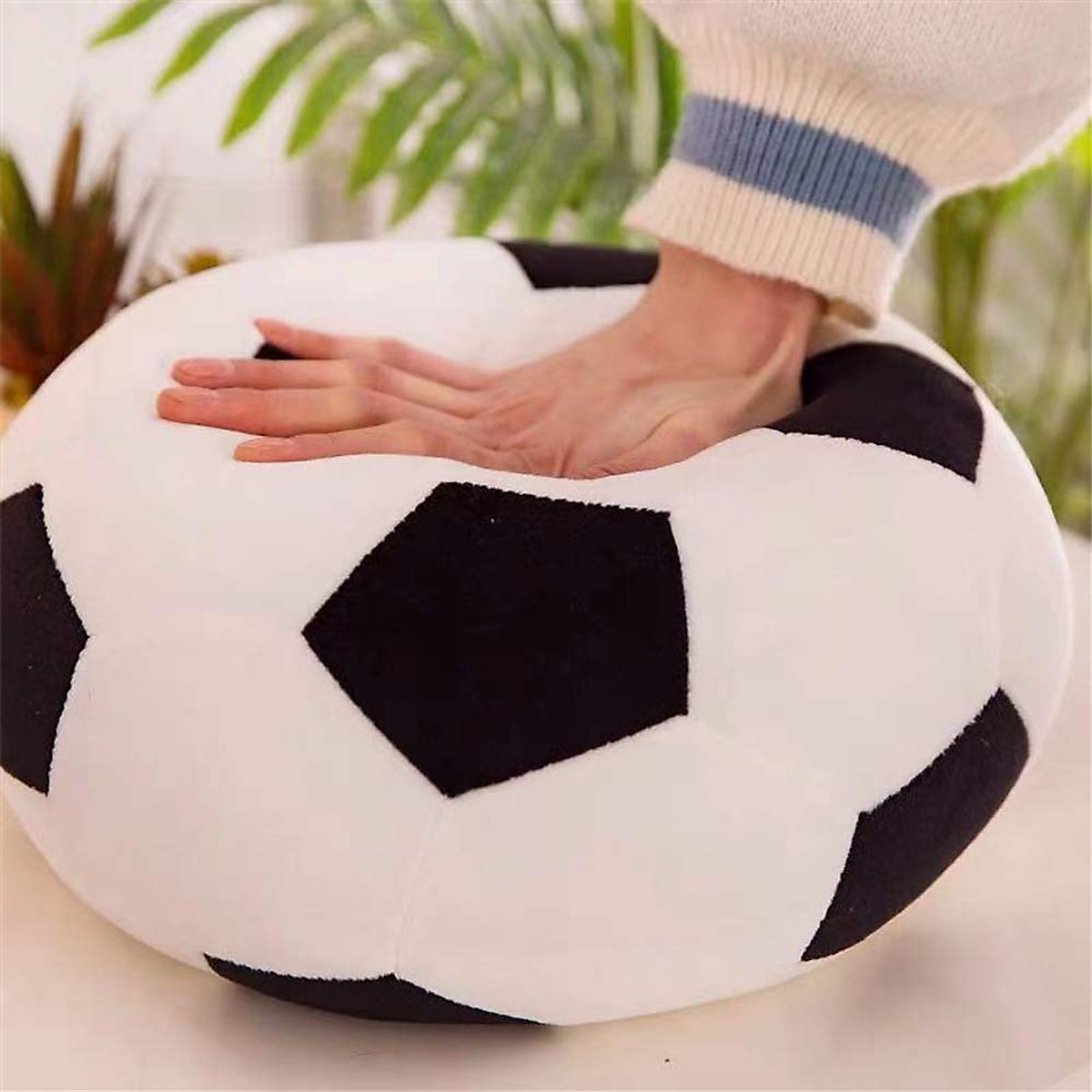 Plush Soccer Balls - Fluffy Stuffed Toy Soccer Ball Plush Pillow Soft Durable Stuff Soccerball Gift for Kids Boy Baby (Black -White,11.8inch/30cm)