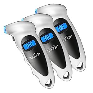 JUSTTOP 3 Pack Digital Tire Pressure Gauge, 150PSI 4 Setting for Cars, Trucks and Bicycles, Backlit LCD and Anti-Skid Grip for Easy and Accurate Reading(Silver)