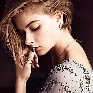 Kucheed Keep Going Engraved Inspirational, Open Adjustable Finger Ring, Surgical 316L Stainless Steel Statement Rings Gifts for Women