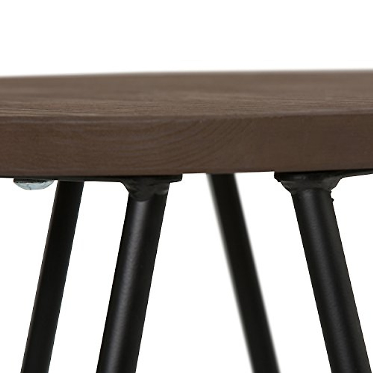 SIMPLIHOME Simeon 24 inch Counter Height Stool, Cocoa Brown and Black Metal and Elm Wood, Round, Backless, for the Kitchen and Dining Room, Industrial