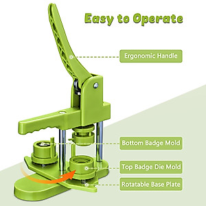 Button Maker Machine DIY Pin Button Maker Press Machine Badge Punch Press with Free 100pcs Button Parts, Circle Cutter,Screw Wrenches and Spare Blades (1"Button Badges)