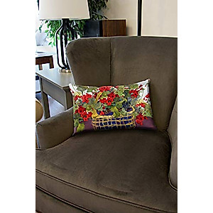 Toland Home Garden Decorative Red Geranium Basket Spring Summer Flower Floral 12 x 19 Inch Pillow Case (2-Pack)