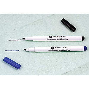 SINGER 04385 Fine Point Permanent Fabric Marking Pen, Black and Blue, 2-Pack