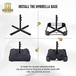 HERA'S PALACE 15 Ft Patio Umbrella with Base, Large Outdoor Umbrella with Crank Handle, Powerful UV Protective, Umbrella Outdoor Patio for Residential, Commercial Locations