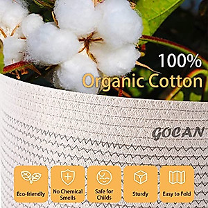 GOCAN Extra Large Laundry Basket 22" X 22"X 14" XXXL Cotton Rope Woven Basket for Blankets Storage Basket with Handles for Living Room (Beige)