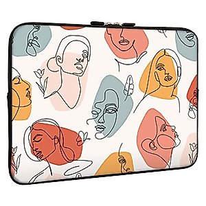 Lapac Abstract Faces Sketch Laptop Sleeve Bag 15-15.6 Inch, Water Repellent Neoprene Light Weight Computer Skin Bag, Colorful Notebook Carrying Case Cover Bags for 15/16 Inch MacBook Pro, MacBook Air