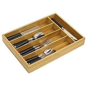 Home Basics Cutlery Tray Holder, Bamboo