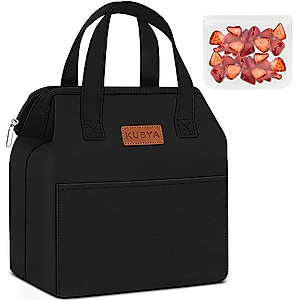 KUBYA Lunch Bag Simple Lunch Box for Women Men Insulated Lunch Bag & Storage bag Reusable Lunch Tote Bag for Work, Picnic Beach or Travel (Black)