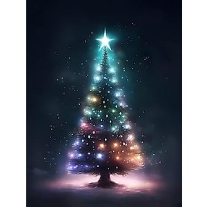 Christmas Diamond Art for Adults - Christmas Tree with Blue Lights 5D Diamond Painting Kit - DIY Crystal Picture Art Home Wall Decor (20x30inch)