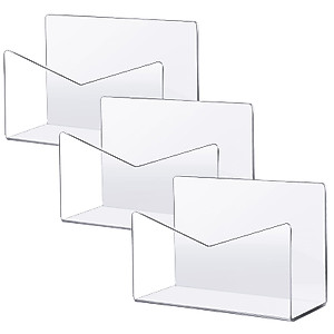 Maitys 3 Pcs Acrylic Mail Organizer Countertop 6 x 2.5 x 4 Inches Clear Mail Postcard Holder Letter Mail Sorter Organizer Postcard Stand Greeting Card Display Rack Document Envelope Home School Office