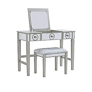 Linon Home Décor Vanity Set Silver