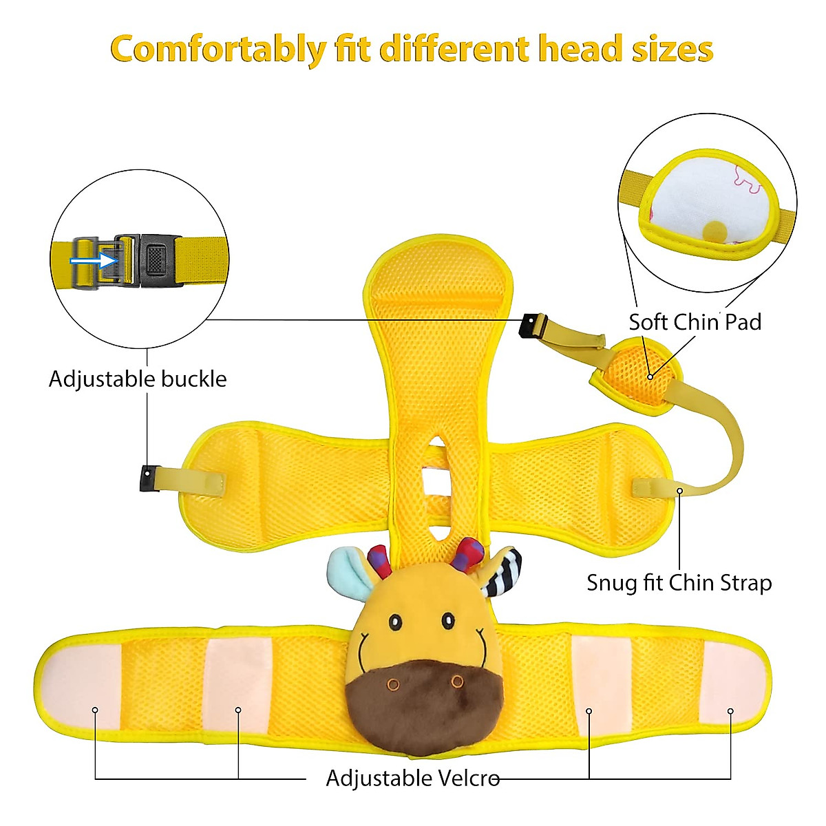 Entyle Baby Safety Helmet, Infant Toddler Adjustable Protective Hat, Head Protector for Crawling walking, Soft Headguard Infant Head Cushion for Learning to Climb and Walk (Yellow Deer)