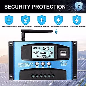 Y&H 100A 12V/24V MPPT Solar Charge Controller w/LCD Display Dual USB and WiF, Solar Panel Regulator fit for Gel Flooded and Lithium Battery Model: BL912-100A-WIF (Blue)