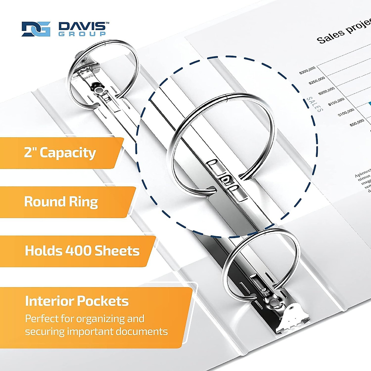 Davis Group QuickFit Junior Binder, Premium Small Clear-View 3-Ring Binder for School, Office, or Home, Made in Canada, 5.5" x 8.5", White