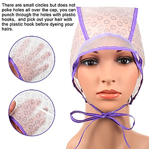 6 Pieces Hair Cap Highlighting Frosting Cap Highlight for Dye Color with Plastic Hooks Hair Coloring Salon Hairdressing Tool Kit Supplies(Purple)