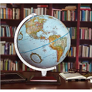 Replogle Aragon 12" Desktop World Globe, Raised Relief, Up-to-Date Cartography, Made in USA (Blue Ocean)