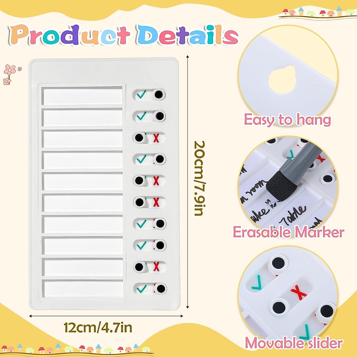 2 Pieces Dry Erase Chore Chart Blank To Do List Checklist Board ADHD Tools for Kids with Detachable Cardstock DIY Alphabet Stickers for Home Routine Planning (Minimalist)