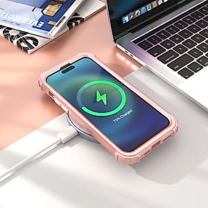 IDweel for iPhone 14 Pro Max Case,for iPhone 14 Pro Max with Screen Protector for Women, 3 in 1 Shockproof Slim Fit Hybrid Heavy Duty Hard PC Cover Soft Silicone Bumper Full Body Case,Rose Gold