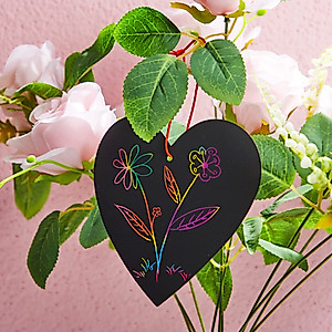 JOYIN 60 Packs Valentines Day Gifts Cards with Scratch Heart for Kids Scratch Paper Magic Color Scratch Heart Rainbow Cards for Valentine Crafts & Art Classroom Exchange, Valentine's Party Favors