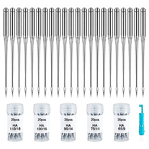 100 PCS Sewing Machine Needles Universal Regular Point Needles for Singer Brother, Assorted Sizes HAX1 65/9, 75/11, 90/14, 100/16, 110/18