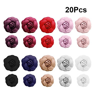 Happyyami Flower Brooches Set 20 Pieces Handmade Woolen Decor for Clothing Shoes Hat Elegant Flower Centerpieces