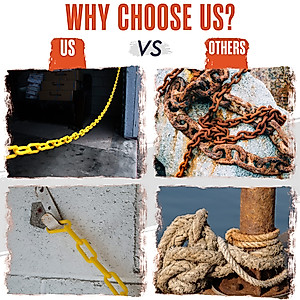 Plastic Chain, Plastic Chain Links, Safety Chains, Safety Barrier Chains, Chain Barrier, Accessory for Crowd Control, Queue Line, Decoration, Light Weight, UV Protected, Yellow, 2" Link, 124 Foot