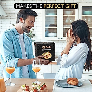 PERLLI Bamboo Cheese Board & Knife Set, Large Folding 18 Inch Round Wood Rotating Charcuterie Board Set Cheese Meat Wine Serving Tray Platter, Home Decor Holiday Gift Set