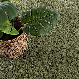 Hauteloom Heavenly Solid Shag Area Rug for Living Room Bedroom - High Pile Fluffy Carpet - Soft Shaggy Cozy Plush Rug - Green - 6'7" x 9'