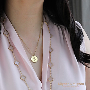 MignonandMignon Gold Personalized Gift for Her Birth Flower Necklace Name Necklace Flower Jewelry Floral Bouquet Mothers Day Gift Personalized Jewelry - LCN-FL-G