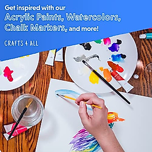 Crafts 4 All Acrylic Paint Brushes - Pack of 12 Professional, Wide and Fine Tip, Nylon Hair Artist Paintbrushes - Paintbrush Bulk Set for Watercolor, Canvas, Craft, Detail & Oil Painting