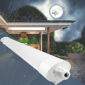 Super Bright LED Ceiling Light Fixture 4FT, 5000K Utility Shop Lights, IP66 Waterproof Garage Light,Ceiling and Under Cabinet Light, 48W 5200LM Tube Light for Garage Hallway Kitchen Workbench Office