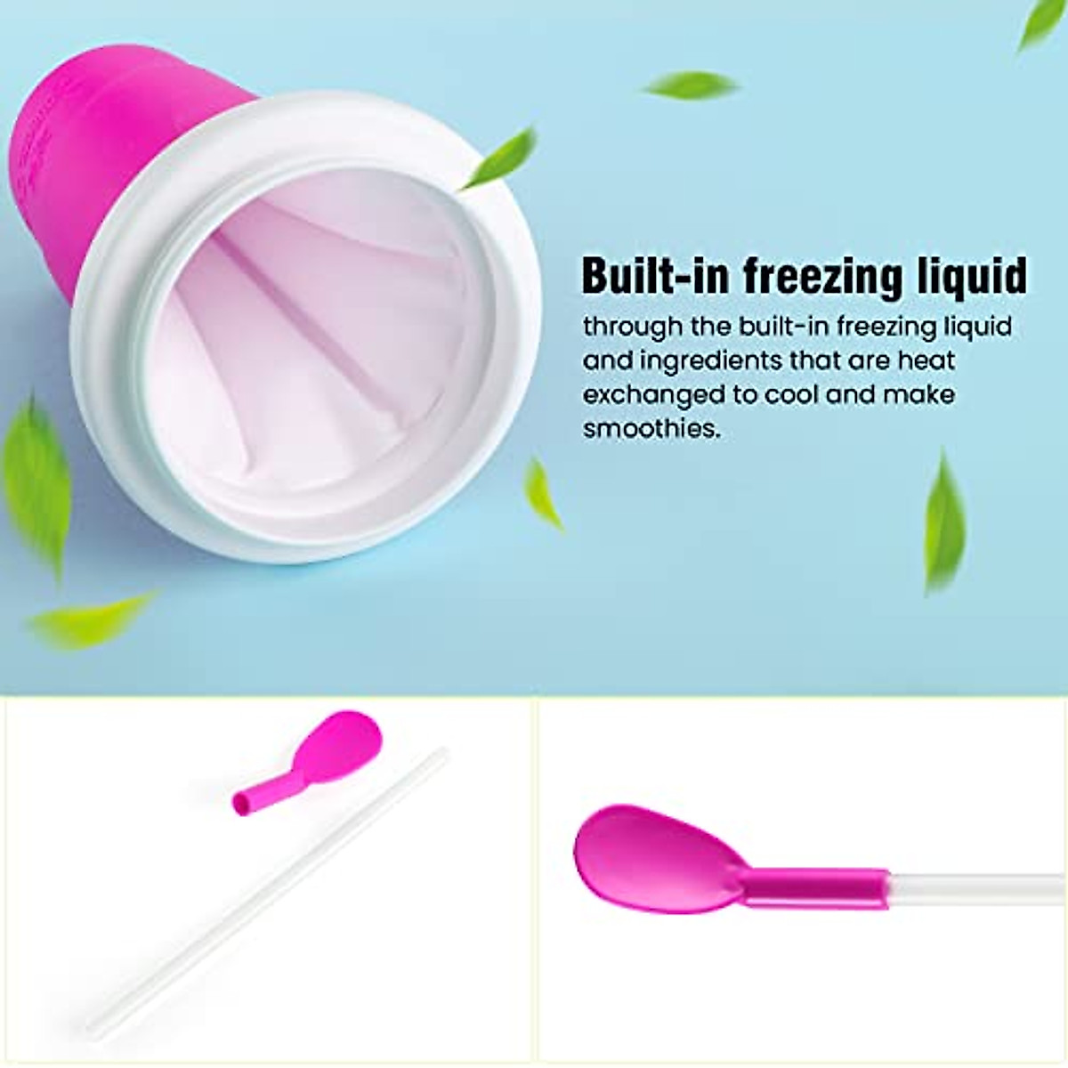 Slushie Maker Cup(2 Pack), Magic Quick Frozen Slushy Cup, Double Layer Squeeze Cup, Cool Stuff Birthday Gifts for Kids (Pink&Yellow)