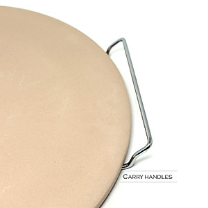 Homeworks Large Unglazed Ceramic Pizza Stone | Includes Metal Oven to Table Rack, Large 15 Inch Round Baking Stone, For Crispy Crust Pizza, Artisan Breads, Cookies and More