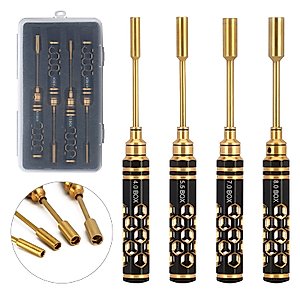 INJORA 4 PCs RC Hex Nut Screw Driver Set, 4.0mm 5.5mm 7.0mm 8.0mm Hexagon Head Nut Screwdriver Wrenches, Socket Driver, RC Car Repair Tool Kit for RC Model Car Boat Helicopter