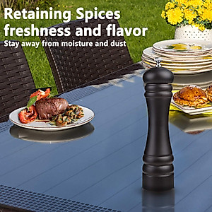 Black Pepper Mill Grinder Classic Pepper Grinder with Adjustable Stainless Steel Precision Mechanism Suitable for Home, Kitchen, Barbecue, Party (Black+ Silver, 9 In)