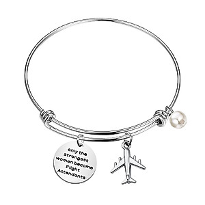 Gzrlyf Flight Attendant Bracelet Flight School Gifts for Flight Attendants Graduation Gifts only the Strongest Women become Flight Attendants (Bracelet)